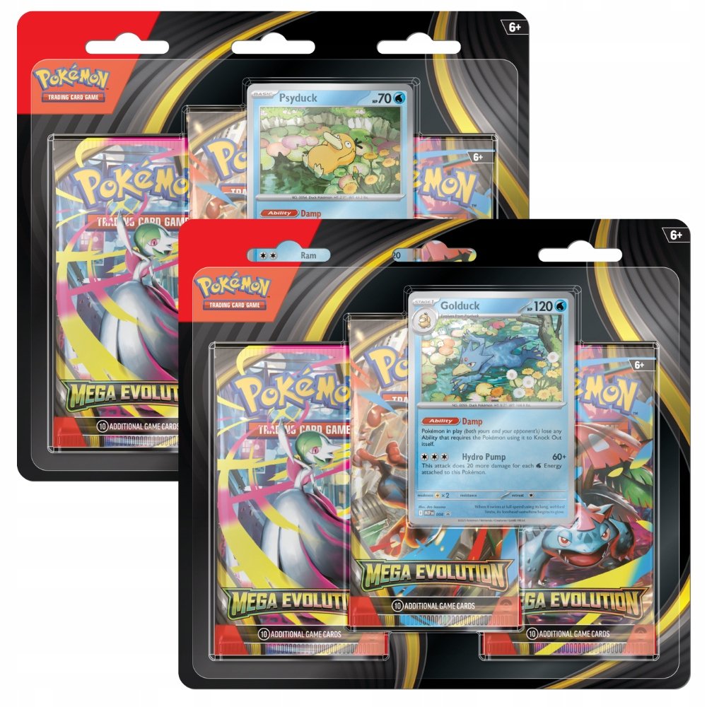 Pokémon Tcg: Mega Evolution - 3-Pack Blister - Psyduck + Golduck - The ...