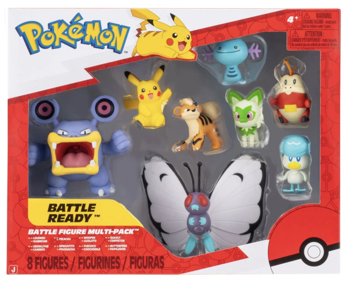 POKEMON Zestaw 8 Kolekcjonerskich Figurek Pikachu Loudred Butterfree ...