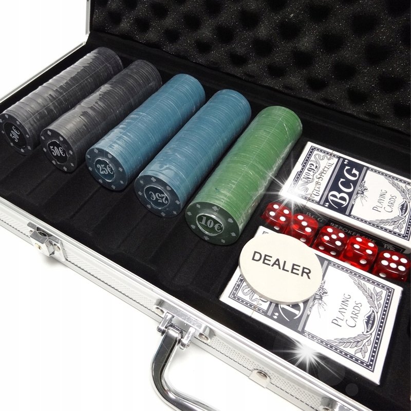 Poker Zestaw Do Gry W Pokera 500 Żetonów 2 Talie Kart 5 Kości Walizka ...