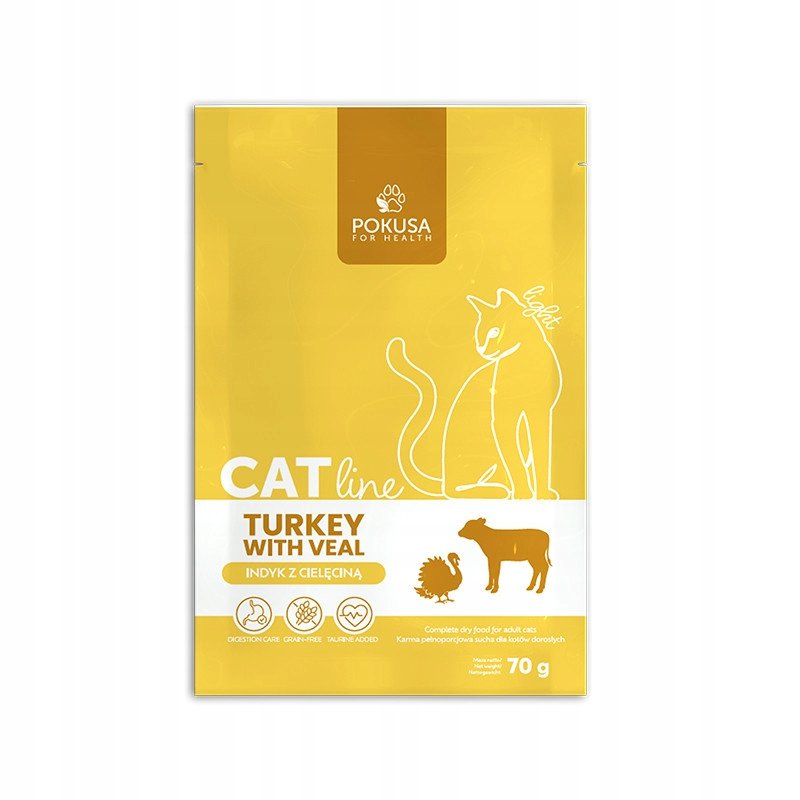 POKUSA KARMA SUCHA DLA KOTÓW CATLINE INDYK Z CIELĘCINĄ ADULT 70G ...