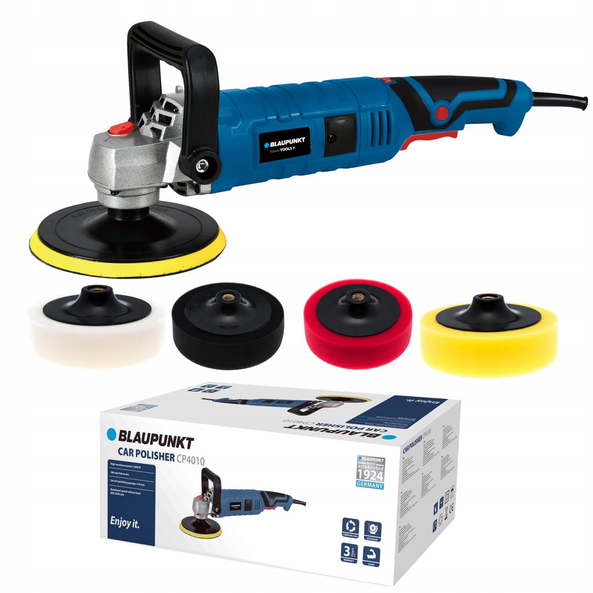 POLERKA SAMOCHODOWA BLAUPUNKT CP4010 1600W + GĄBKI, ZESTAW - Blaupunkt | Motoryzacja EMPIK