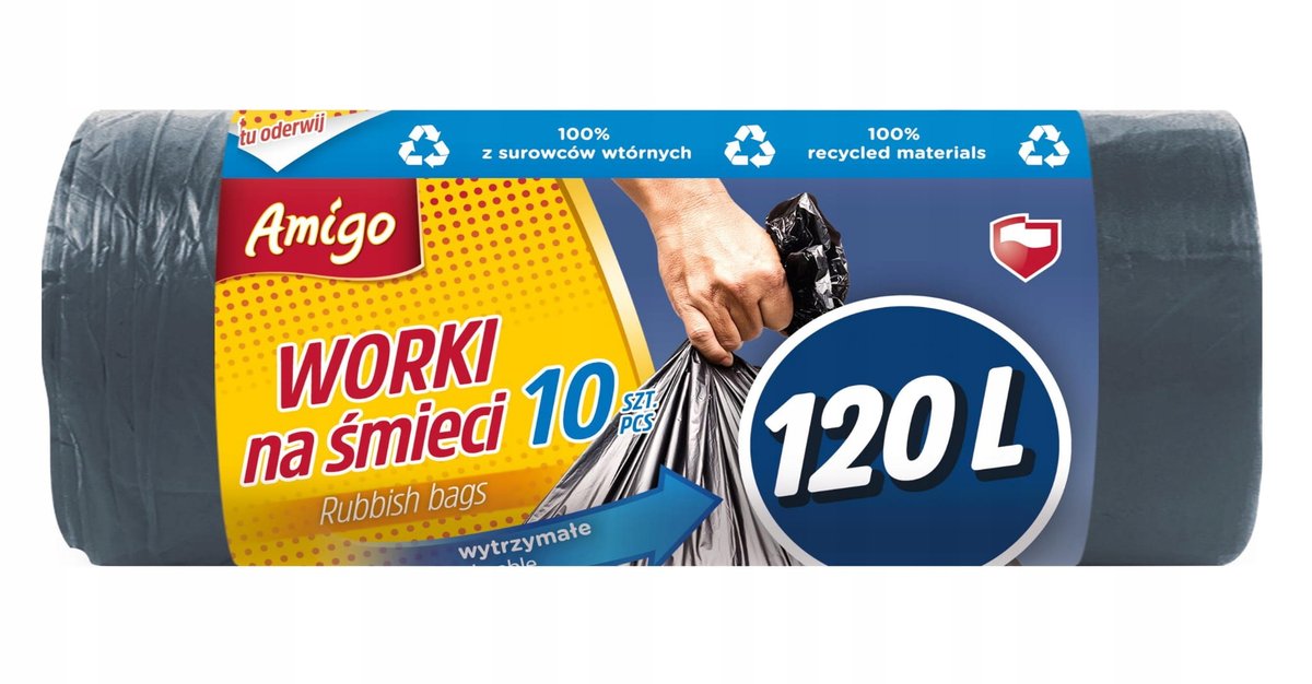 Politan Amigo Worki Na Śmieci Ldpe 120L 10 Sztuk Czarne - Politan ...