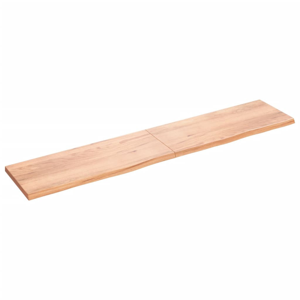Półka, brązowa, 200x40x(2-4) cm, lakierowane lite drewno dębowe - VMP ...