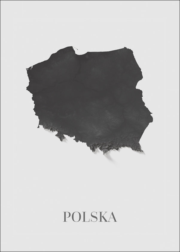 Polska mapa czarno biała - plakat 59,4x84,1 cm - Inna marka | Sklep ...