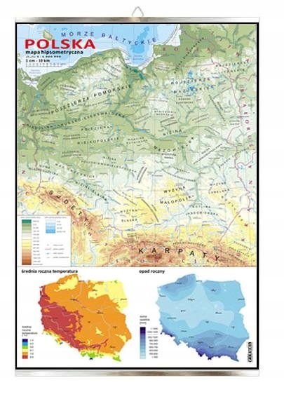 Polska mapa hipsometryczna temp i opadów - VISUAL System | Sklep EMPIK.COM