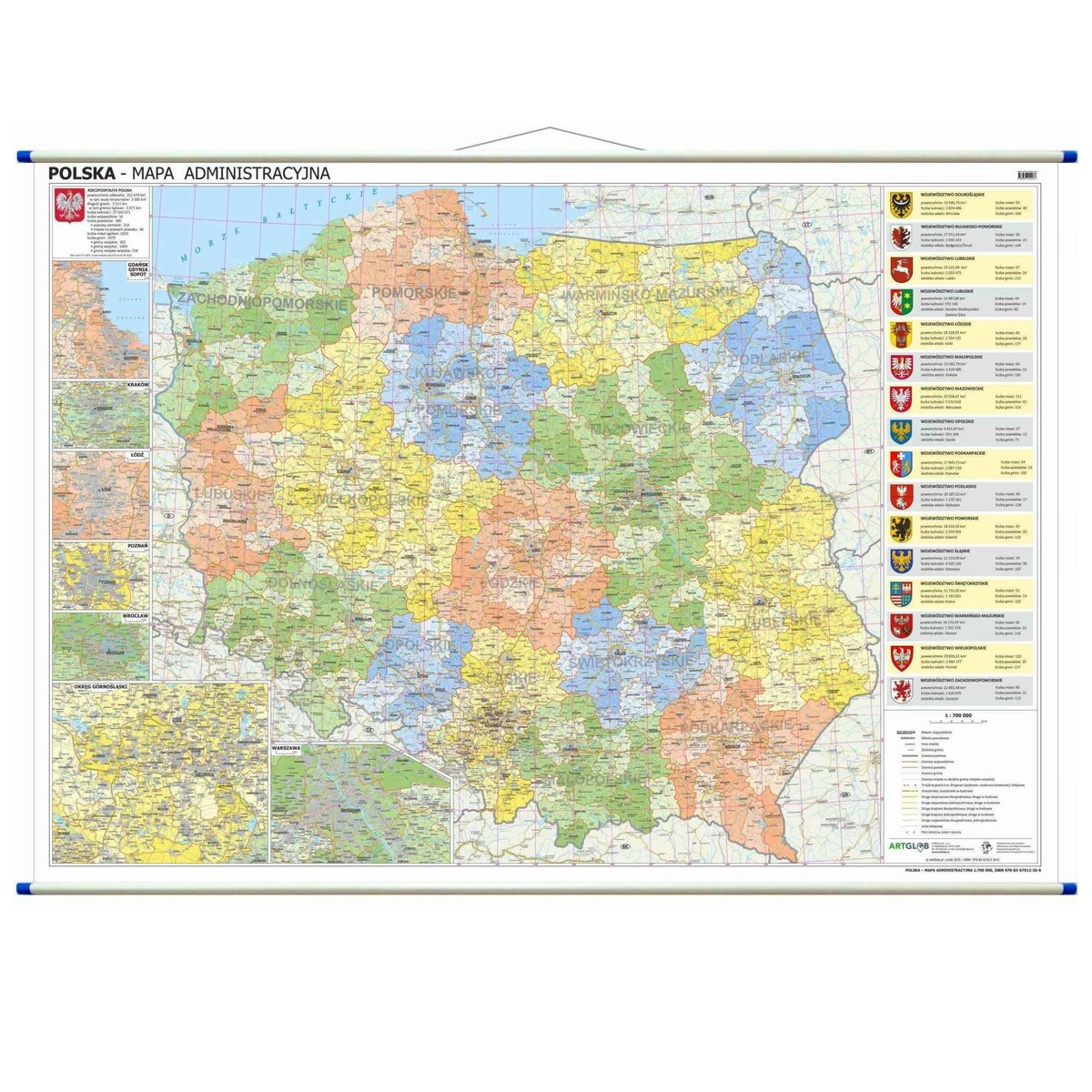 Polska. Mapa ścienna administracyjna 1:700 000 - Opracowanie zbiorowe ...