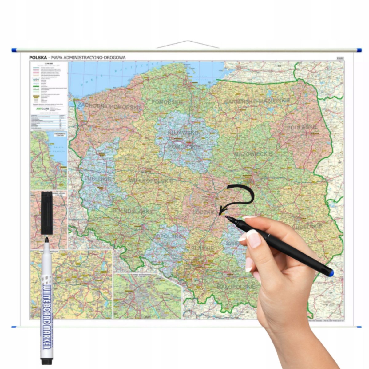 Polska. Mapa ścienna administracyjno-drogowa - Opracowanie zbiorowe ...
