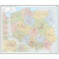 Polska mapa ścienna kody pocztowe na podkładzie do wpinania - pinboard ...