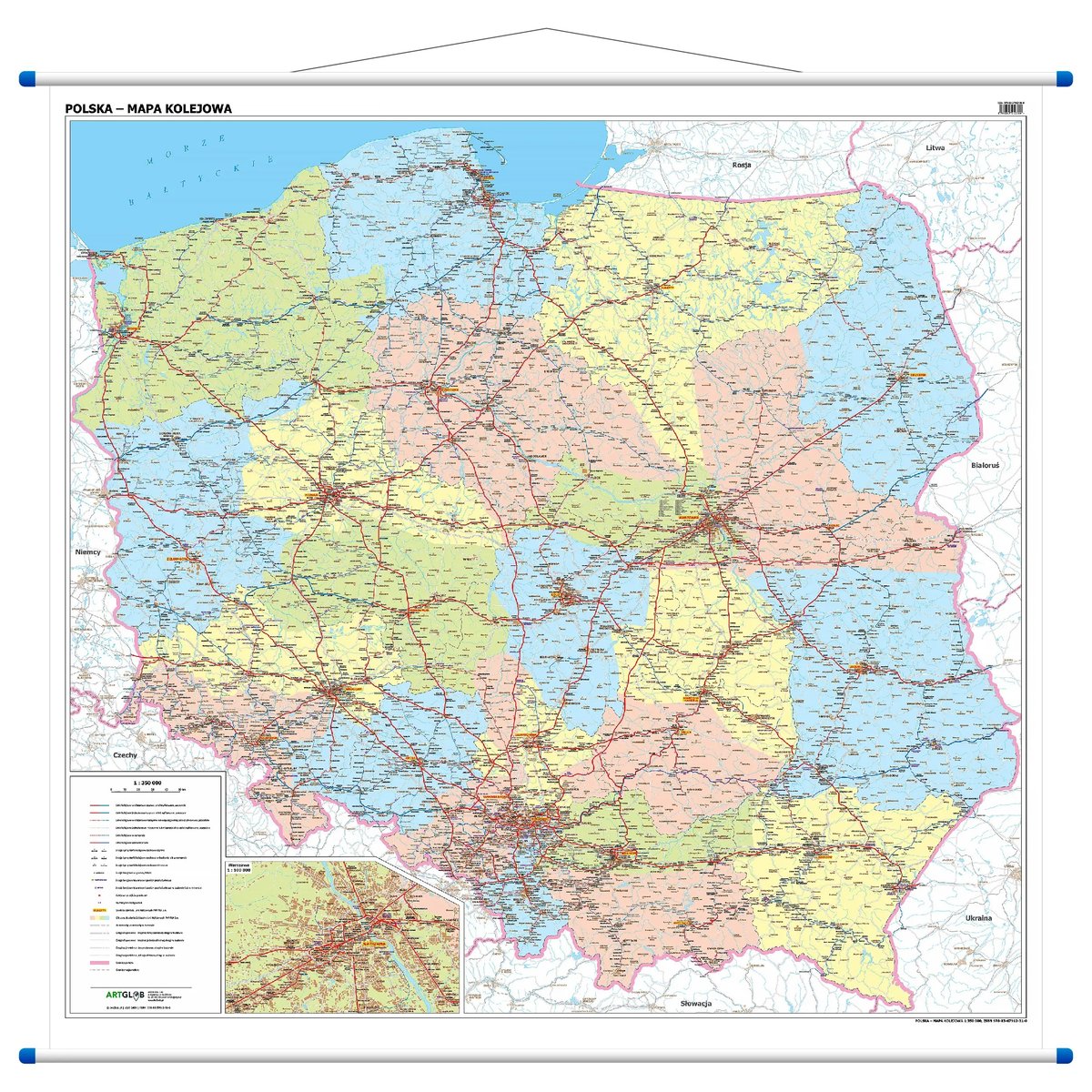 Polska. Mapa ścienna kolejowa 1:350 000 - Opracowanie zbiorowe | Książka w Empik