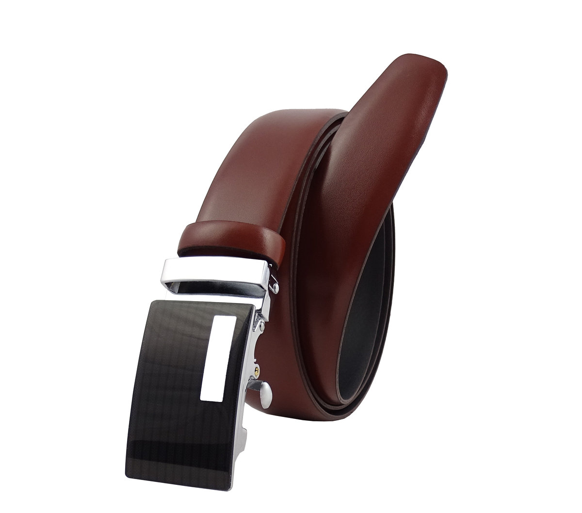 Polski Pasek ze Skóry Licowej NOWOCZESNA CZARNA KLAMRA z SREBRNĄ ...