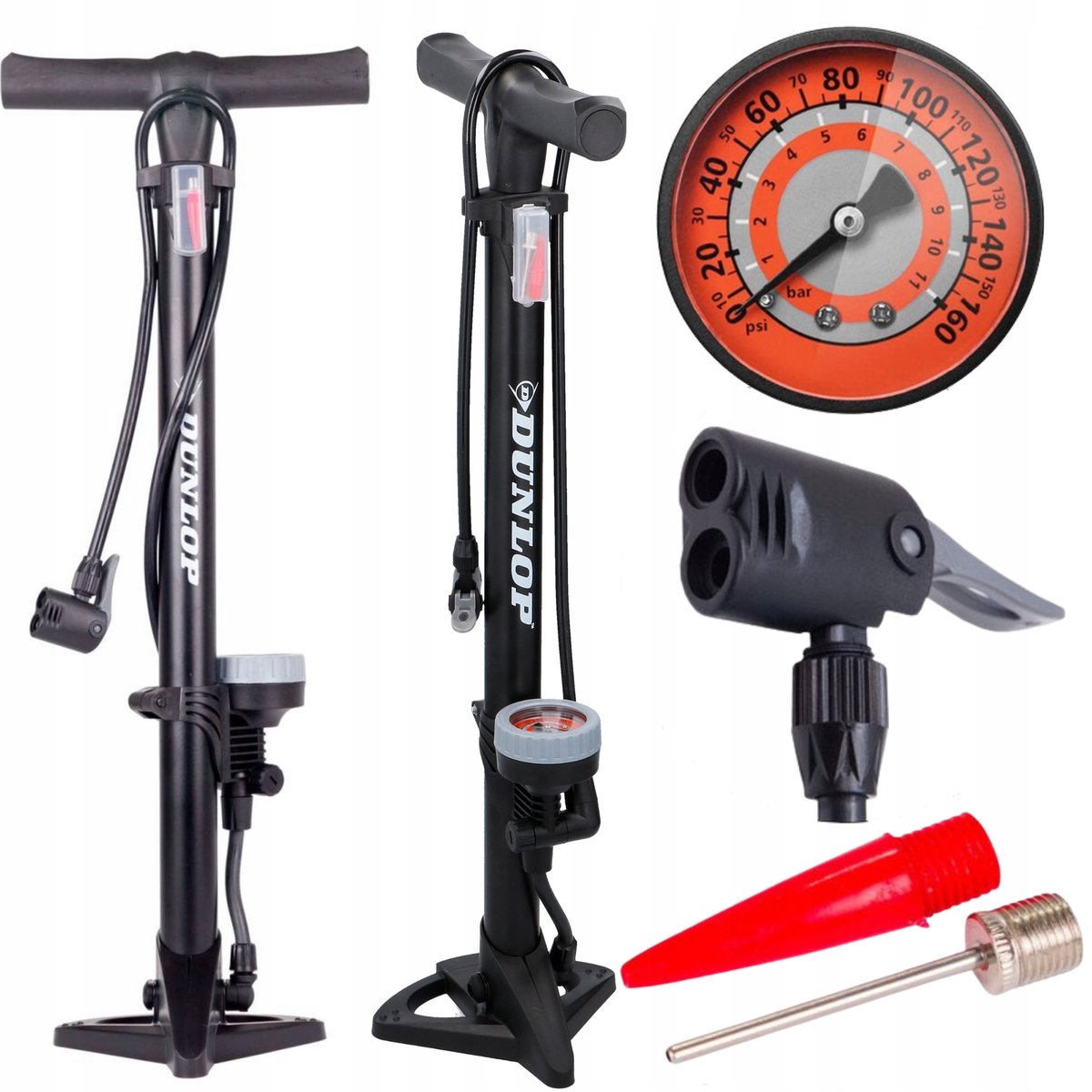 POMPKA ROWEROWA z MANOMETREM do Roweru Podłogowa SAMOCHODOWA DUNLOP ...
