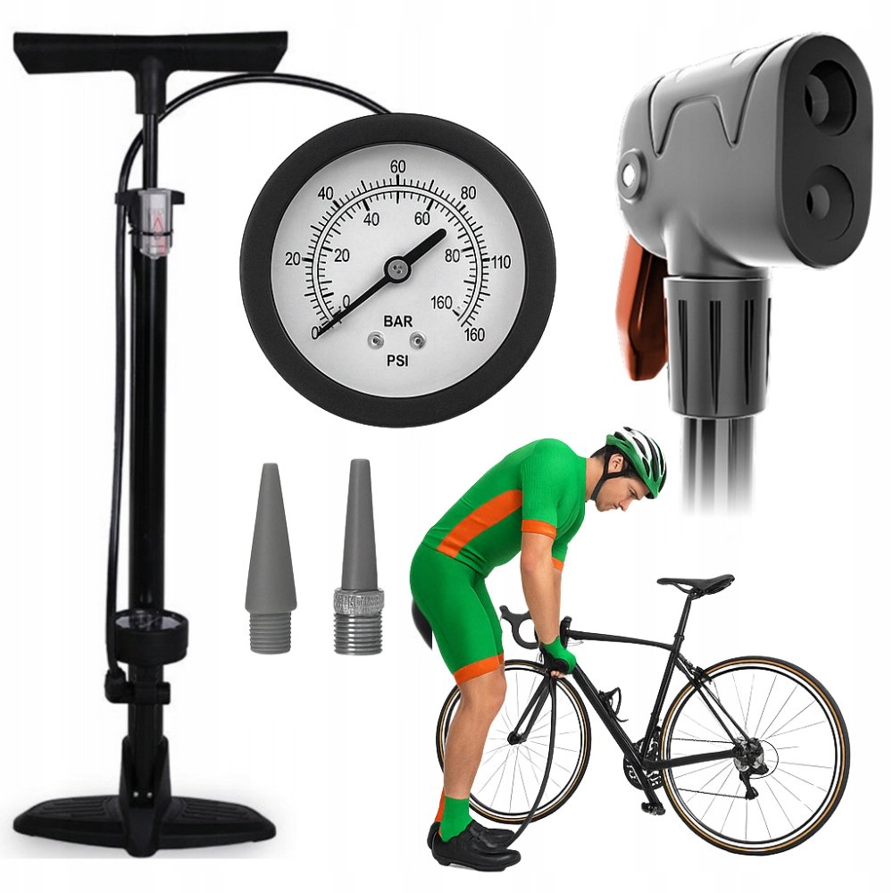 POMPKA ROWEROWA Z MANOMETREM RĘCZNA DO ROWERU PIŁEK SAMOCHODOWA ...