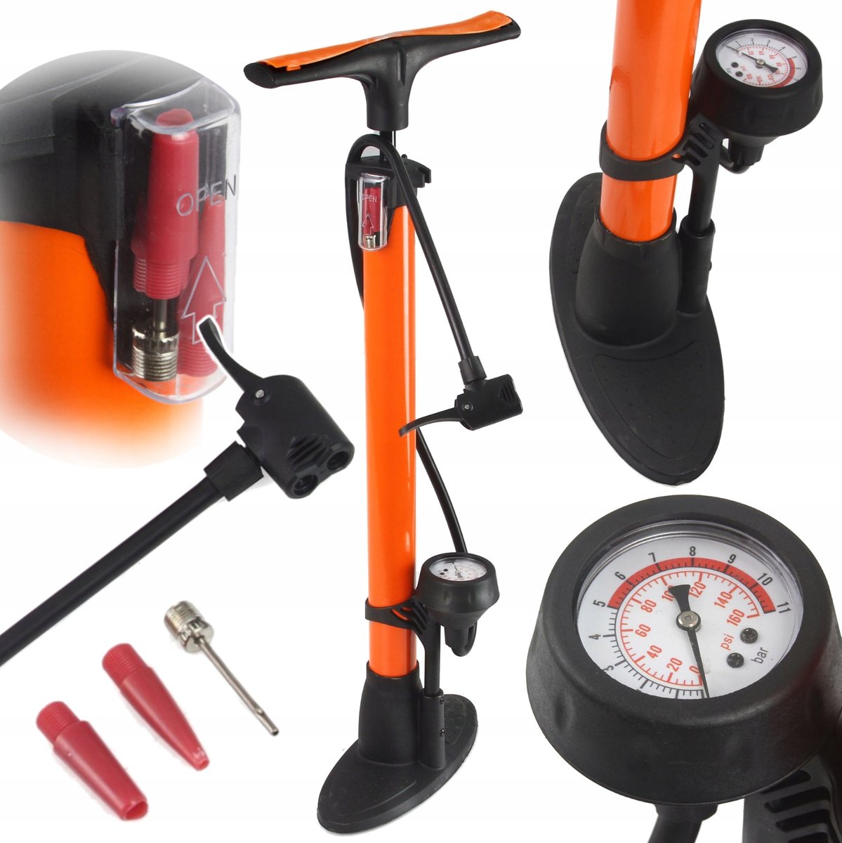 Pompka Słupkowa Ręczna Z Manometrem 10 Bar 70Cm Pomarańczowa - MAR-POL ...