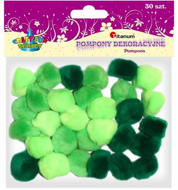 Pompony Pomponiki Akrylowe 25 Mm 30 Sztuk Zielone Dekoracyjne Ozdobne ...