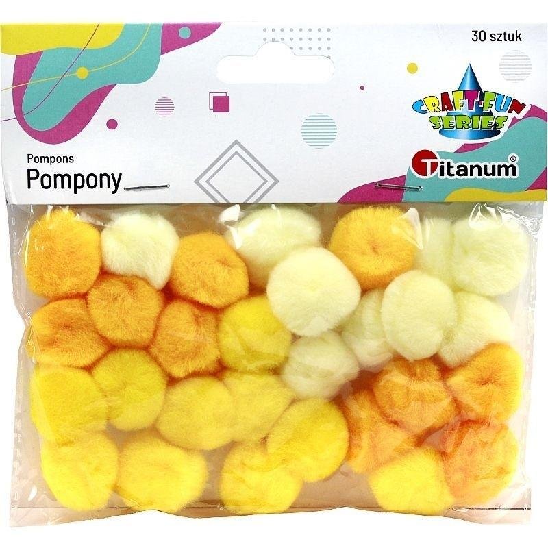 Pompony Pomponiki Średnica 25Mm Opakowanie 30 Sztuk Żółte Tonacje ...