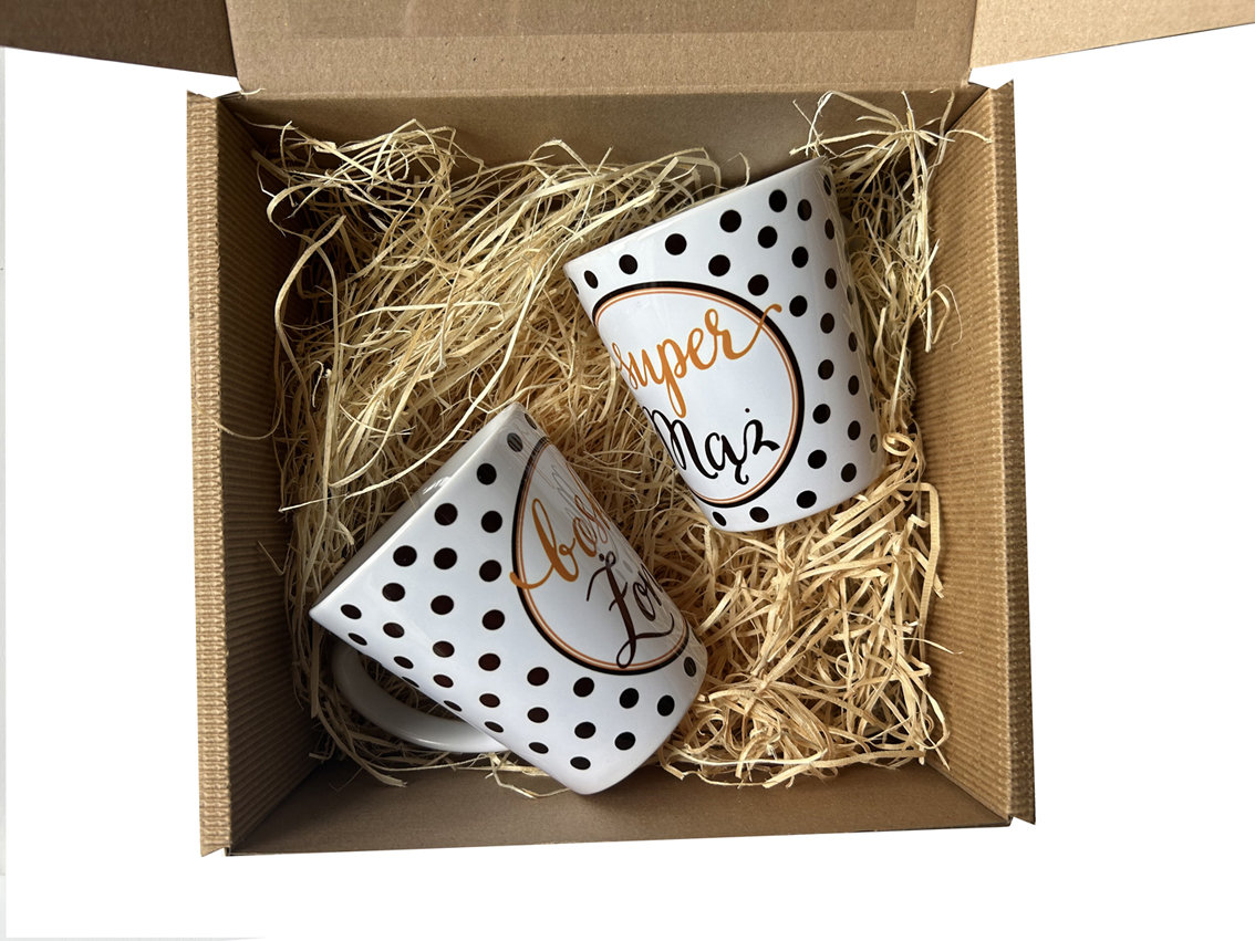 Pomysł na prezent Boska Żona, Super Mąż w pudełku, zestaw kubków, Sowia ...