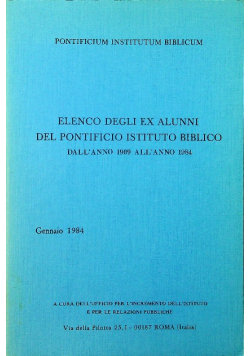 Pontificium Institutum Biblicum - Elenco degli ex alunni del pontificio ...