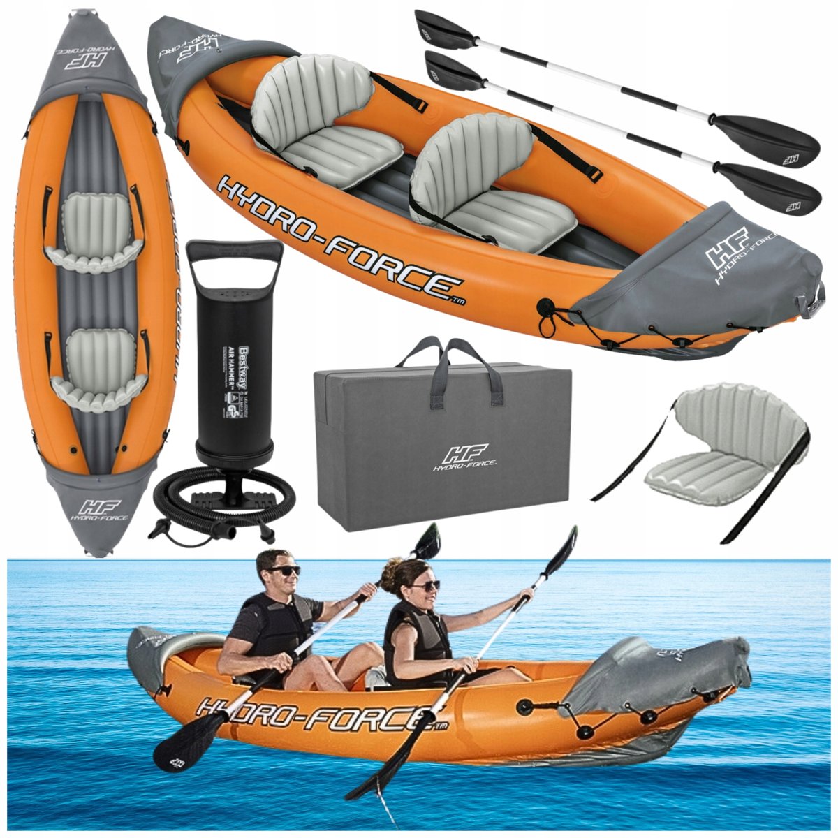 PONTON KAJAK MATERAC DMUCHANY POMPOWANY DWUSOBOWY BESTWAY WIOSŁA POMPKA ...