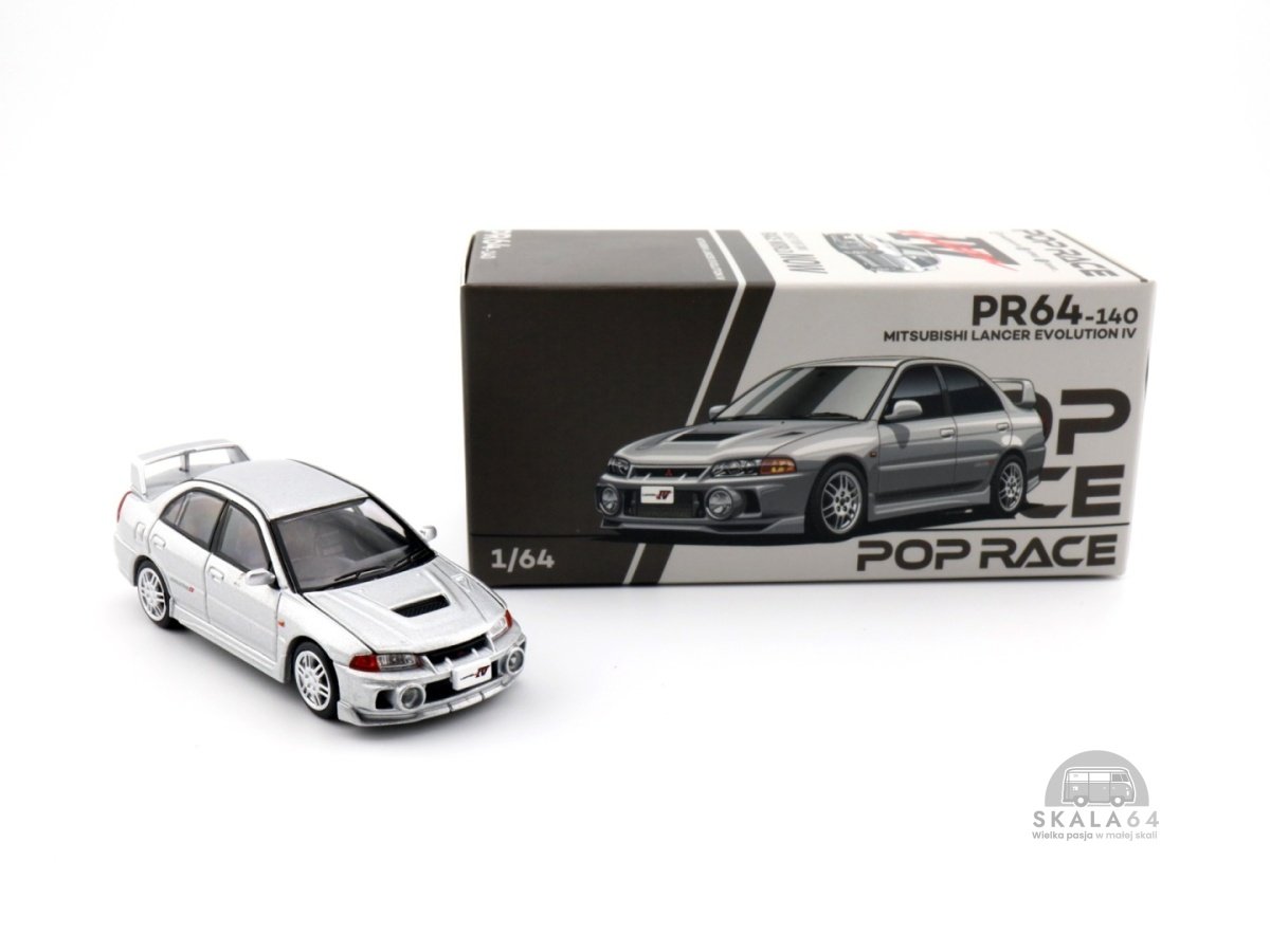 POP RACE PR64-0140 Mitsubishi Lancer Evolution IV Steel Silver Metallic ...