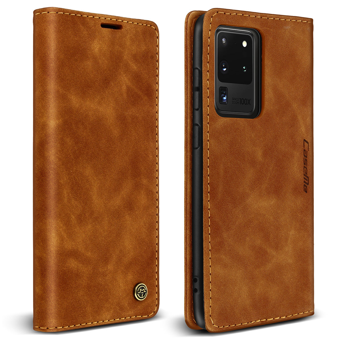 Portfel Etui Folio z Podpórką do Samsunga Galaxy S20 Ultra Wykończenie Vintage - Camel - Avizar ...