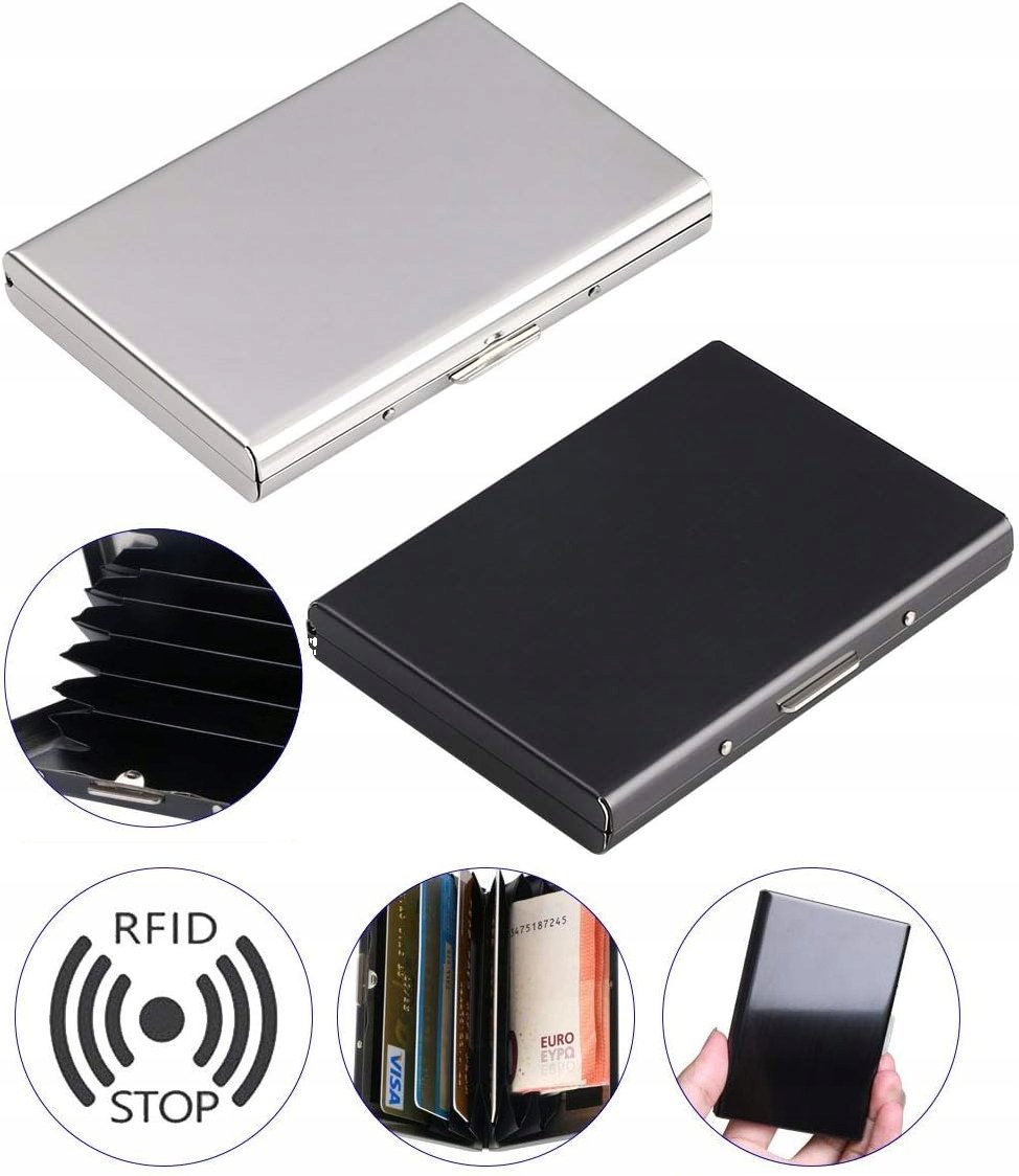 Portfel Rfid Meatlowy X2 Aluminowy Karty Cardholder Czarny Szary Blok ...