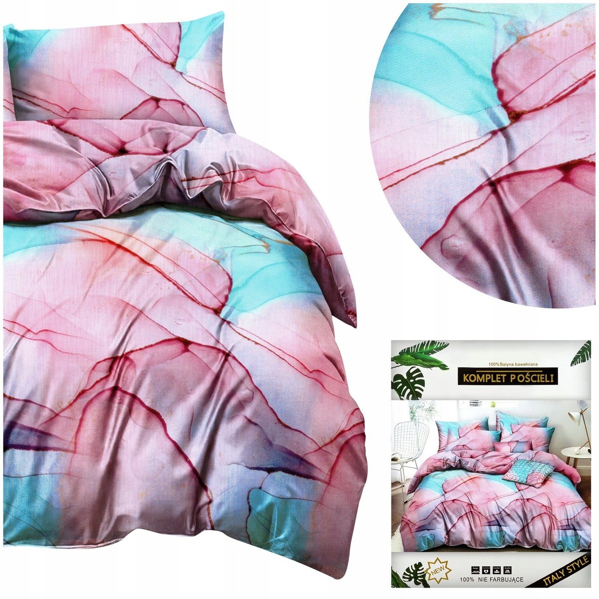 Pościel 140x200 Komplet 4 części Bawełna Satynowa Dalwin 888 - Łóżkoholicy | Sklep EMPIK.COM