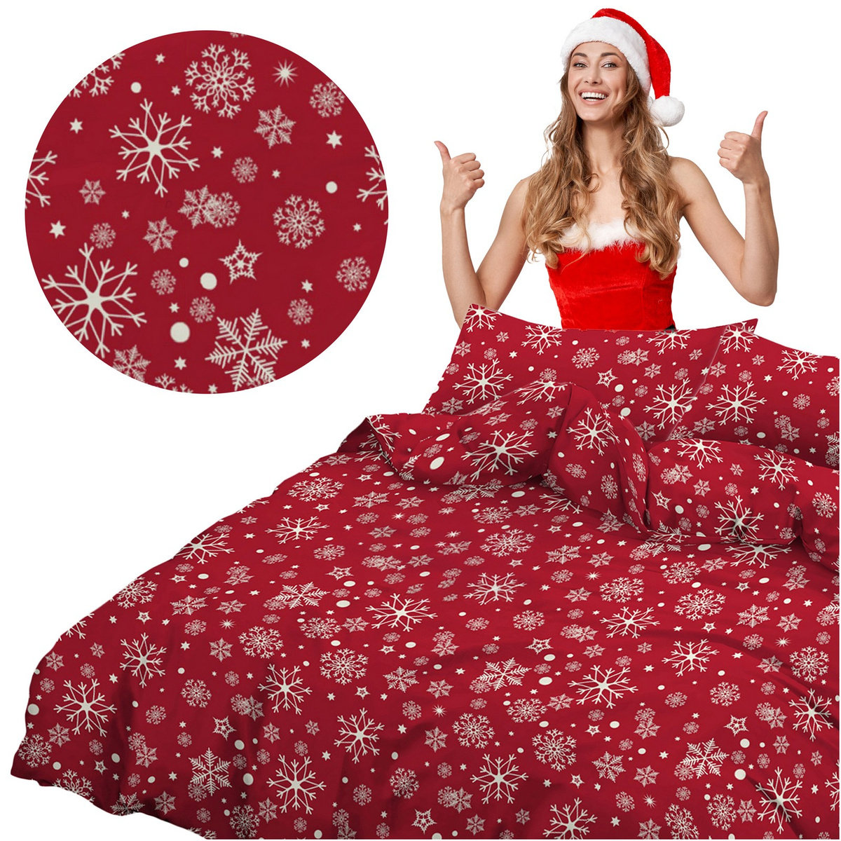 Pościel 160 x 200 3cz Świąteczna Satynowa Maria Home 2631 - Łóżkoholicy ...