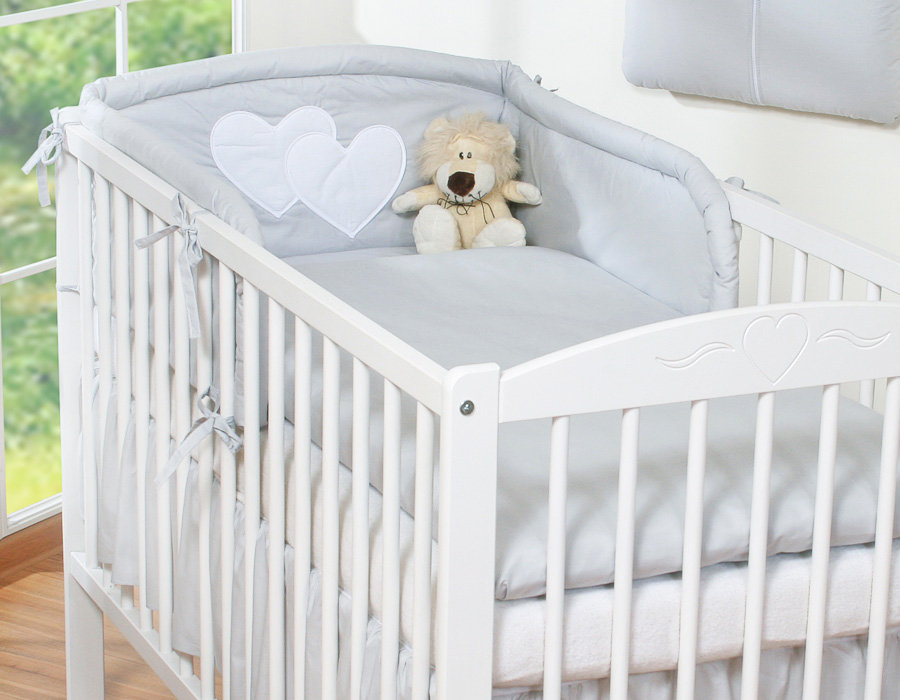 Pościel 3-cz 120x90 - Serduszka szare - Bobono | Sklep EMPIK.COM