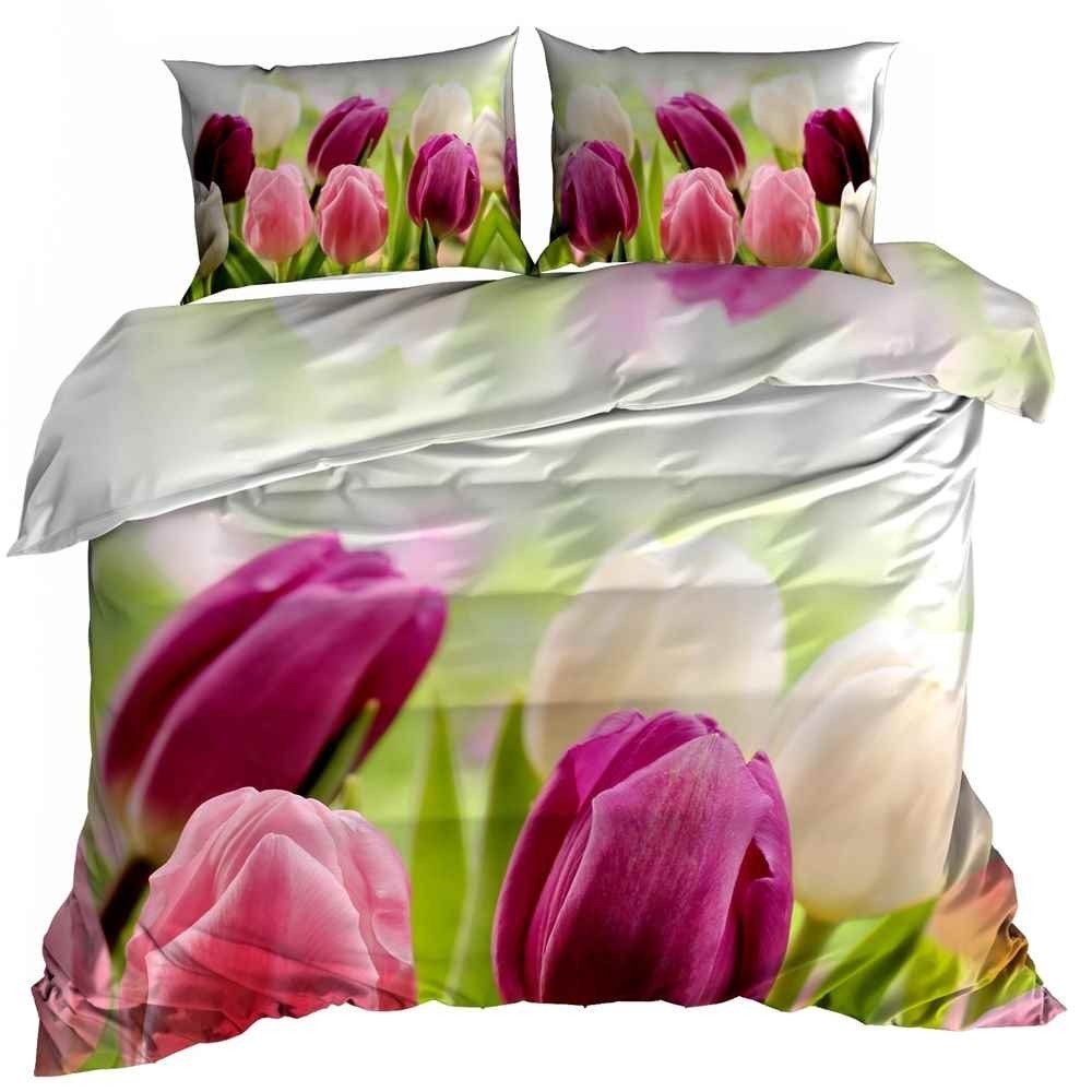 Pościel 3D bawełna satyna 160x200cm TULIPANY - Galeria Pościeli | Sklep EMPIK.COM