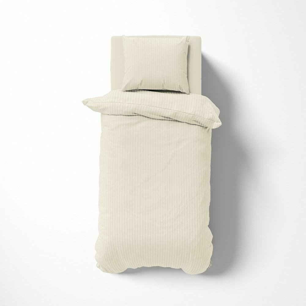 Pościel adamaszkowa 140X200 ekri jednobarwna paski 1 cm Pure - Detexpol ...