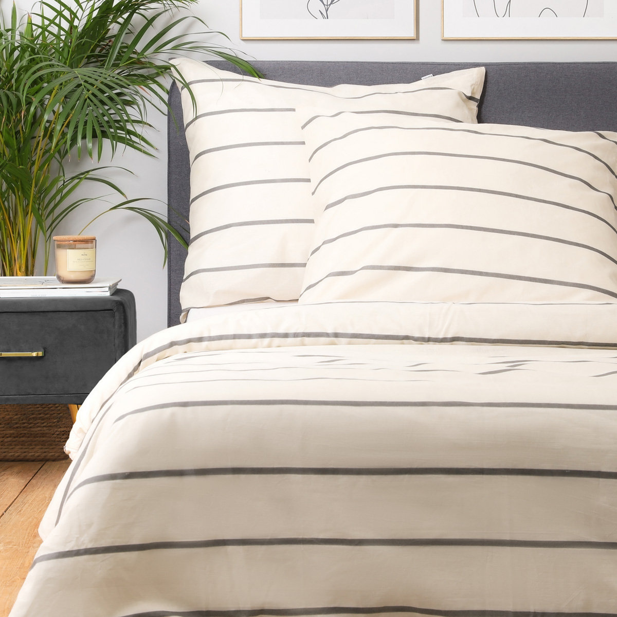 Pościel ARIS bawełniana beżowa w paski 160x200 cm - Homla | Sklep EMPIK.COM