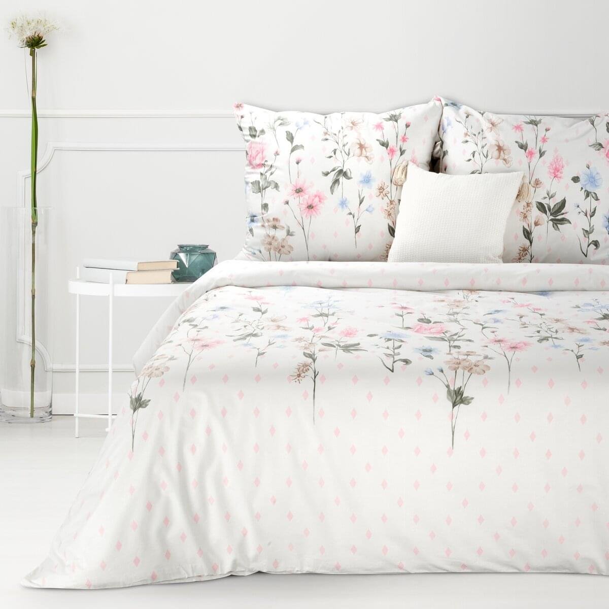 Pościel Bawełniana, 140X200, Biała W Kwiaty, Pto-014, 2-Częściowa - Eurofirany | Sklep EMPIK.COM