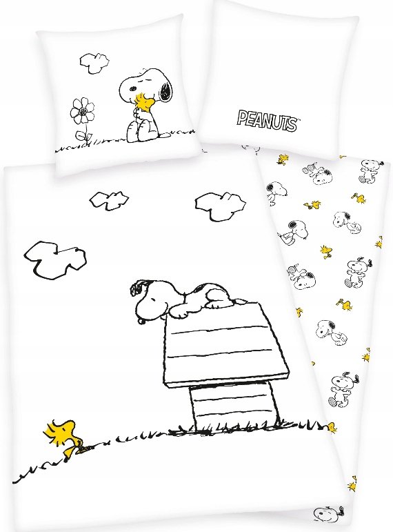 Pościel bawełniana 140x200 Fistaszki The Peanuts Snoopy Pies Snupi ...
