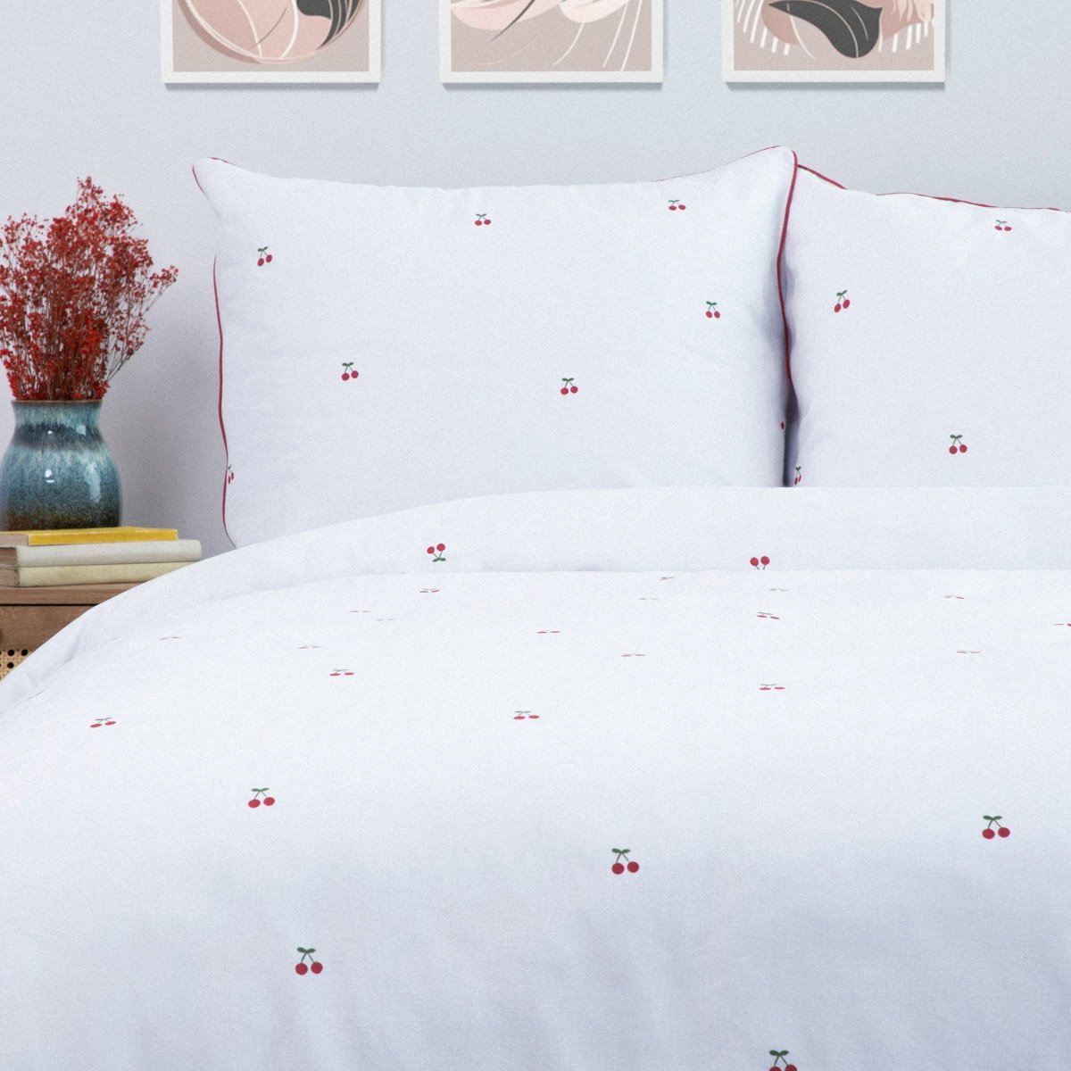 Pościel CHERRINE bawełniana w wiśnie 140x200 cm + 1*50x60 cm HOMLA ...