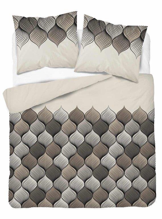 Pościel satynowa 140x200 5226b beżowa wzory geometryczne - Detexpol | Sklep EMPIK.COM