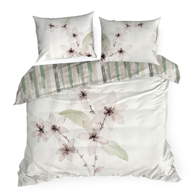 Pościel satynowa 160x200 Bianca biała miętowa pudrowa kwiaty Premium - Eurofirany | Sklep EMPIK.COM