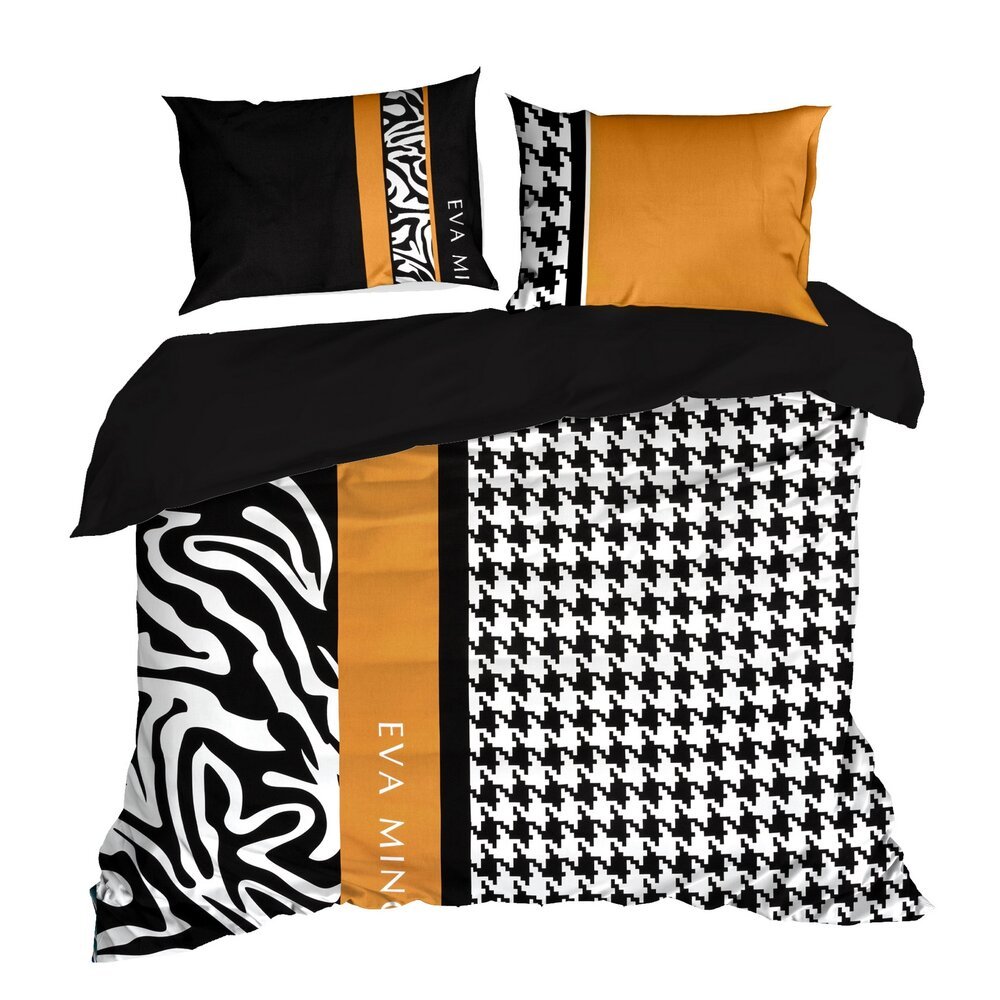 Pościel satynowa EVA 200x220 Eva Minge Eurofirany czarna biała miodowa zebra pepitka ...