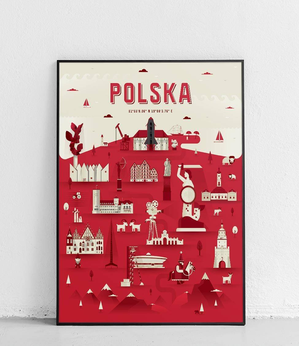 Poster Polytechnic, Polska - Plakat Miasta - biało-czerwony - Poster ...