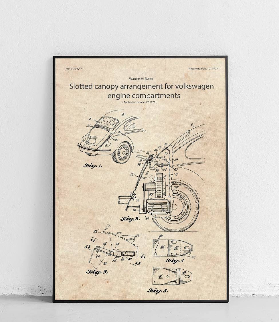 Poster Polytechnic, VW Garbus pokrywa silnika - plakat - Poster ...