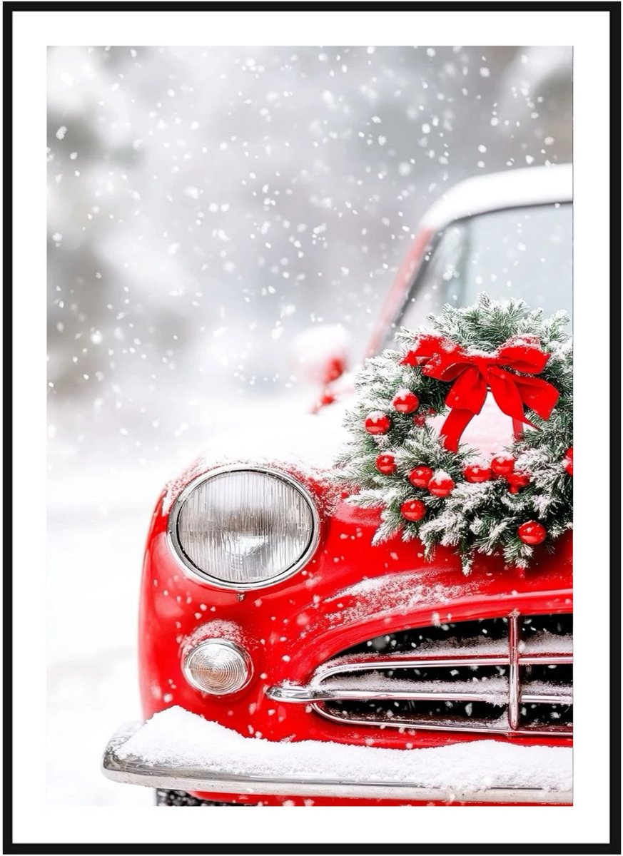 Poster Story, Plakat, Obraz - Świąteczne Czerwony Samochód z ...