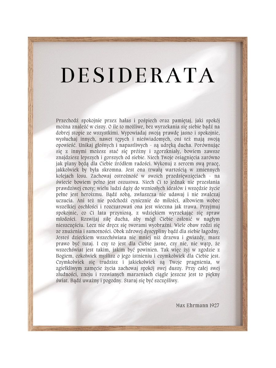 POSTERILLA.PL Plakat Desiderata rozmiar 50x70cm w ramie drewnianej Oak ...