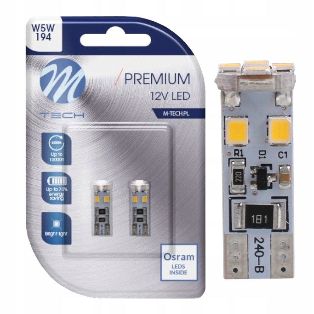 POSTOJÓWKI W5W OSRAM LED M-TECH 12V ŻARÓWKA T10 DIODA BIAŁA 194 CANBUS ...