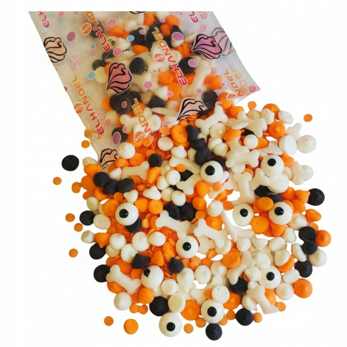 Posypka cukrowa na tort halloween beziki oczy kości konfetti 50g ...