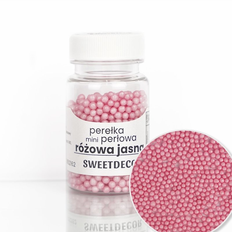 Posypka cukrowa PEREŁKI MINI PERŁOWE RÓŻOWE JASNE Sweet Decor, 40 g ...