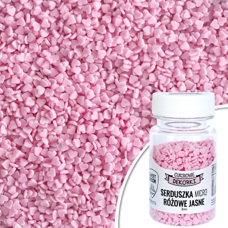 Posypka cukrowa SERDUSZKA RÓŻOWE micro 3 mm Sweet Decor, 30 g - Sweet ...