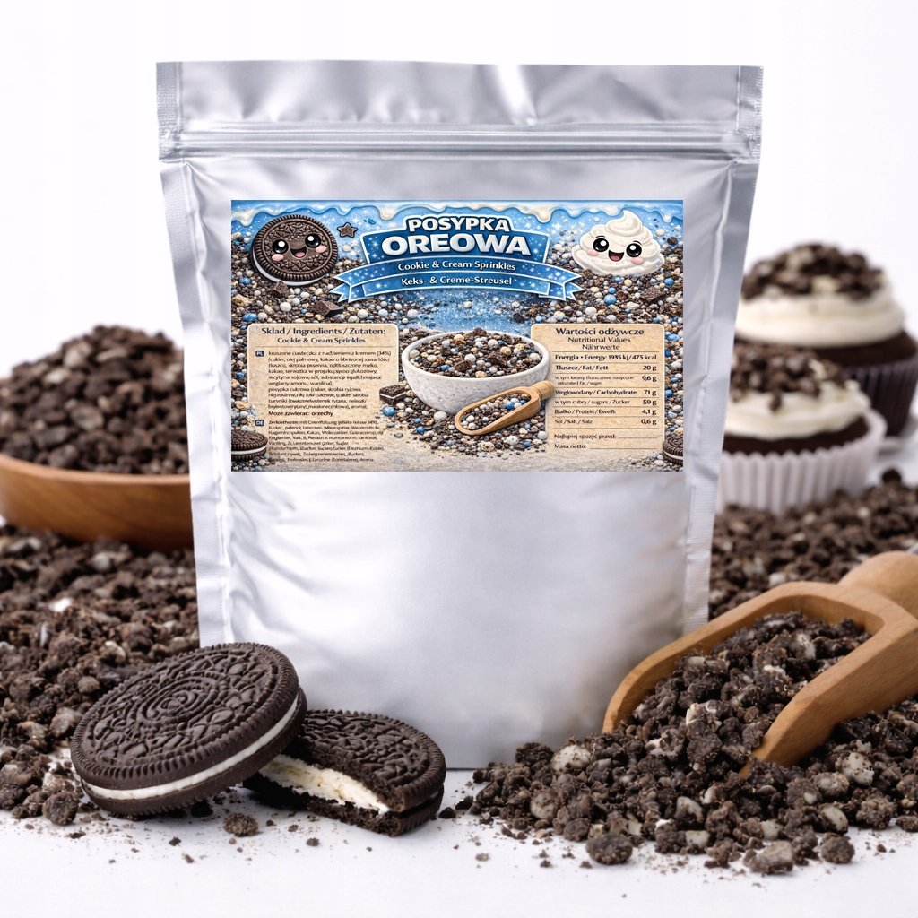 Posypka Oreo - ciasteczkowa kruszonka do tortu, deserów i lodów 100g ...