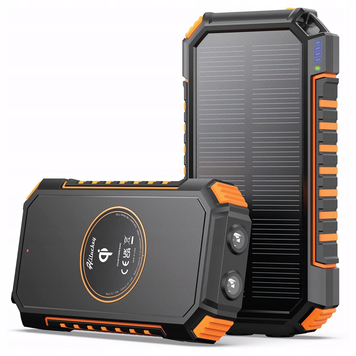 Power Bank Solarny Z Latarką 26800Mah 2X Usb Usb-C Indukcja Qi ...