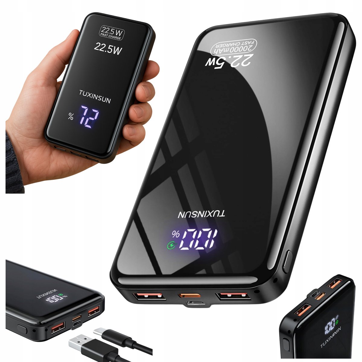 Power Bank Szybkie Ładowanie Mini Mocny Powerbank Kieszonkowy 20000Mah ...