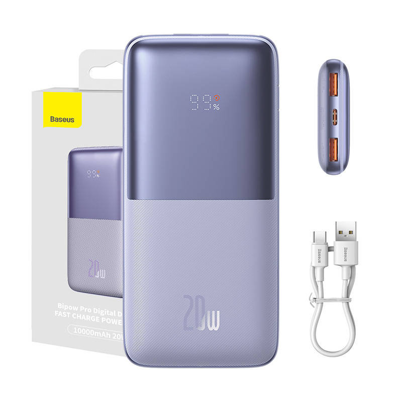 Powerbank Baseus Bipow Pro 10000mAh, 2xUSB, USB-C, 20W (fioletowy) - Zamiennik/inny | Sklep ...