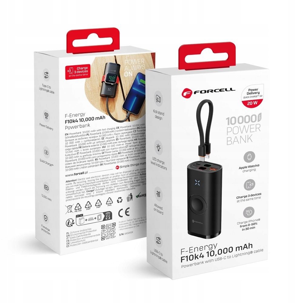 Powerbank Forcell 10000 mAh czarny - Forcell | Sklep EMPIK.COM